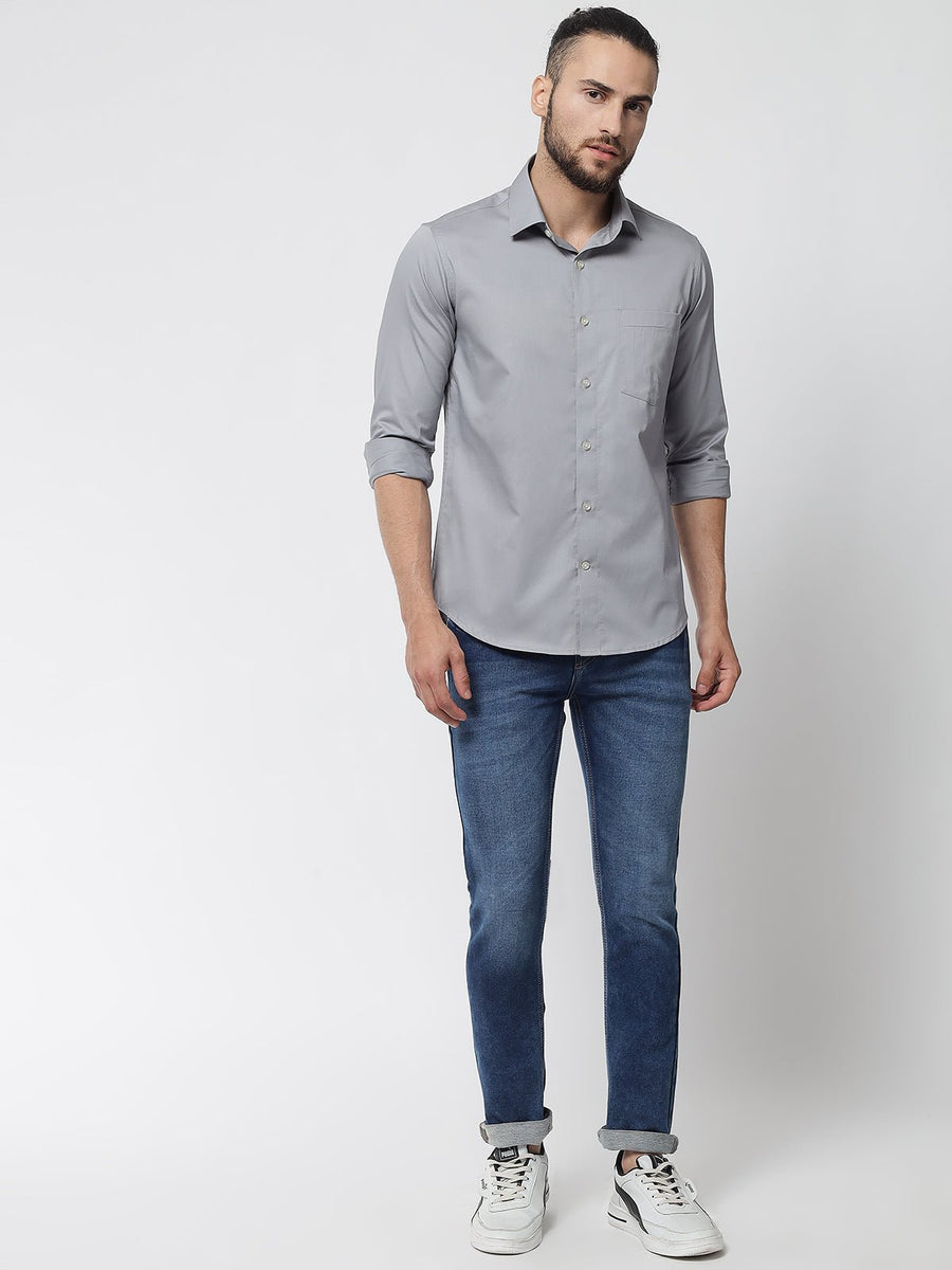 Grey Colour Cotton Shirt For Men – Prime Porter